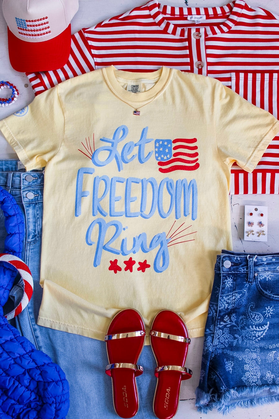 Let Freedom Ring Graphic Tee • Yellow – The Dirt Road (TDR)